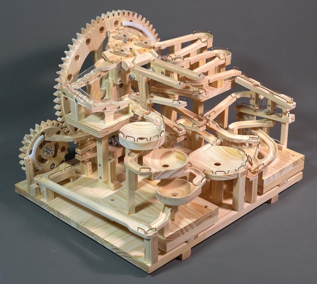 Handcrafted Wooden Unique Gift, 3D Mechanical Puzzle, Marble Machine ...