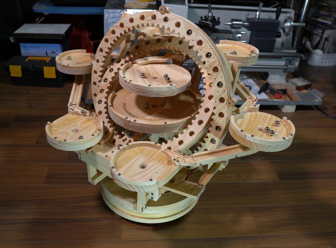 Wooden Marble Machine: the Planet Kinetic Art DIY Kit - Etsy