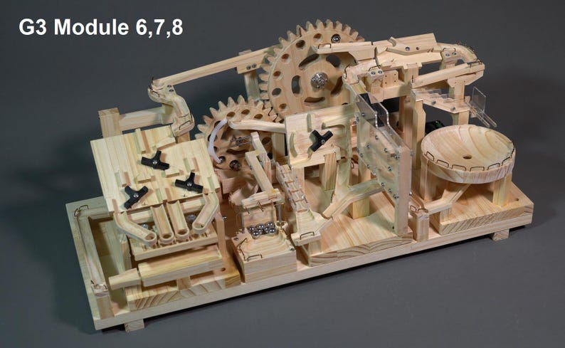 3D Wooden Marble Run Puzzle: Triple Gear Lift - DIY Mechanical Model ...
