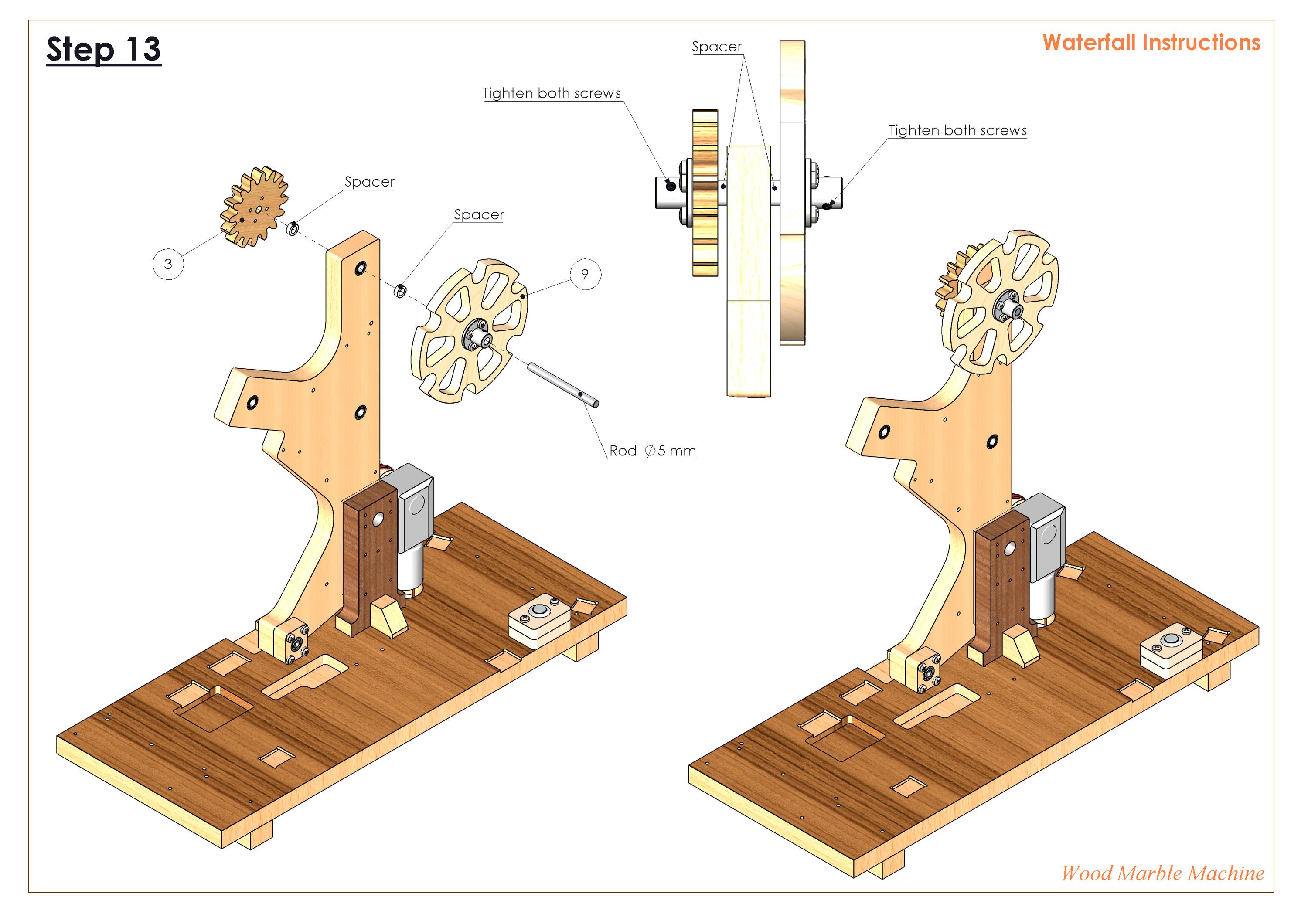 Waterfall Unique Wooden Kinetic Marble Machine Assembly Kit (glue ...