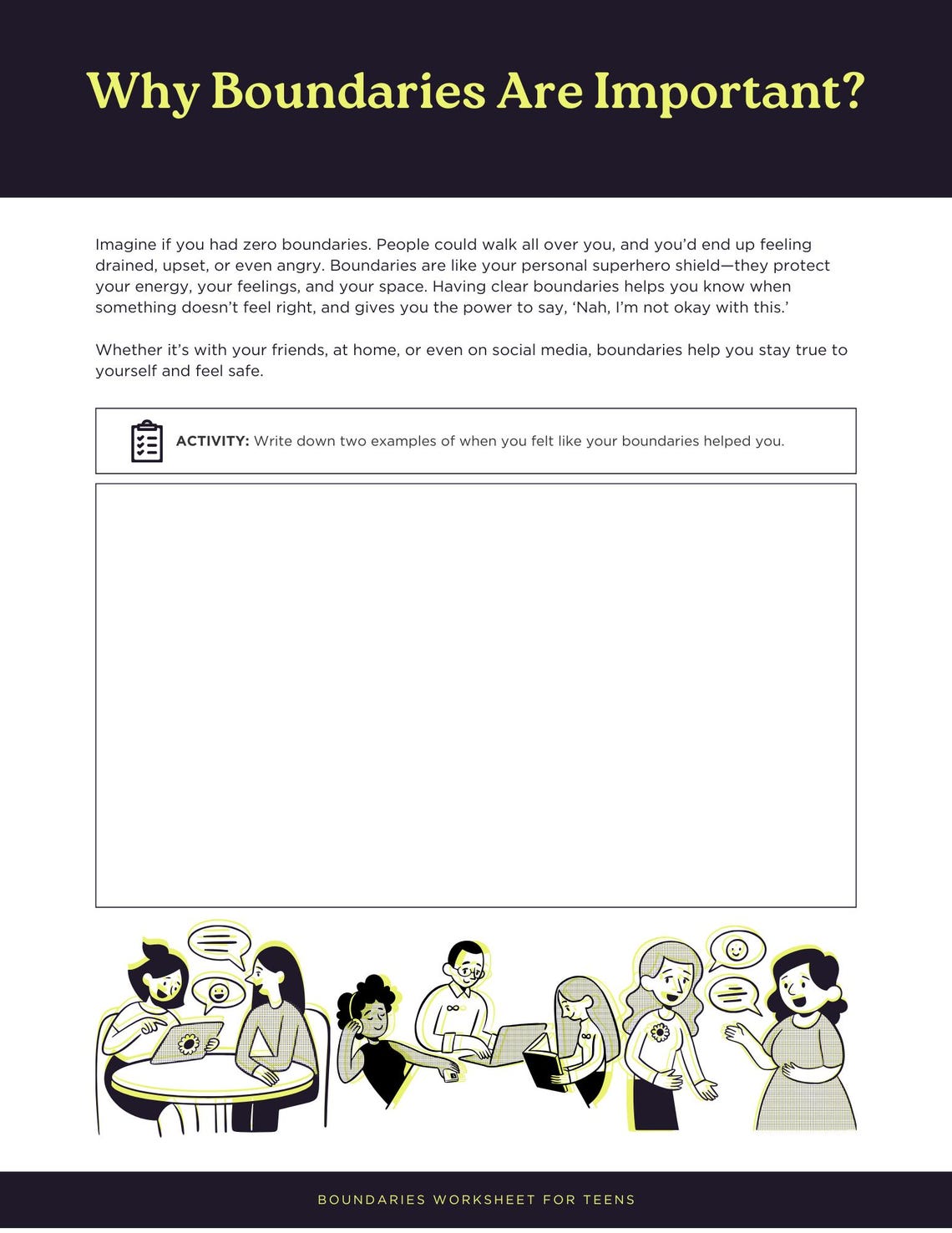 Boundaries Worksheets for Teens - Etsy