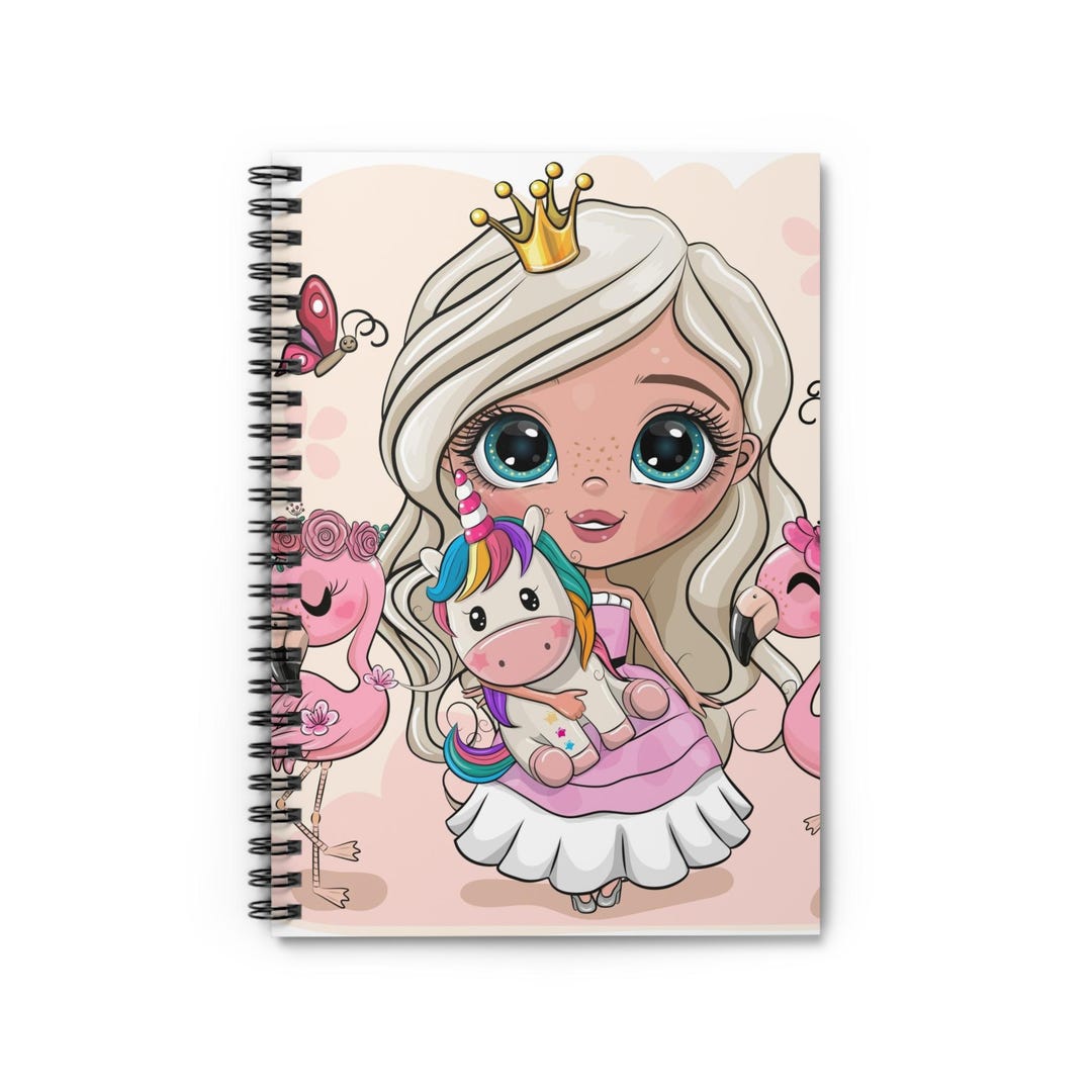 Spiral Notebook, Little Girl Princess Unicorn Ruled Line Journal, Diary ...