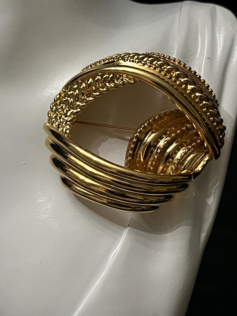 Vintage Monet Gold Plated Modernist Swirl Brooch Statement Pin, 1980s ...