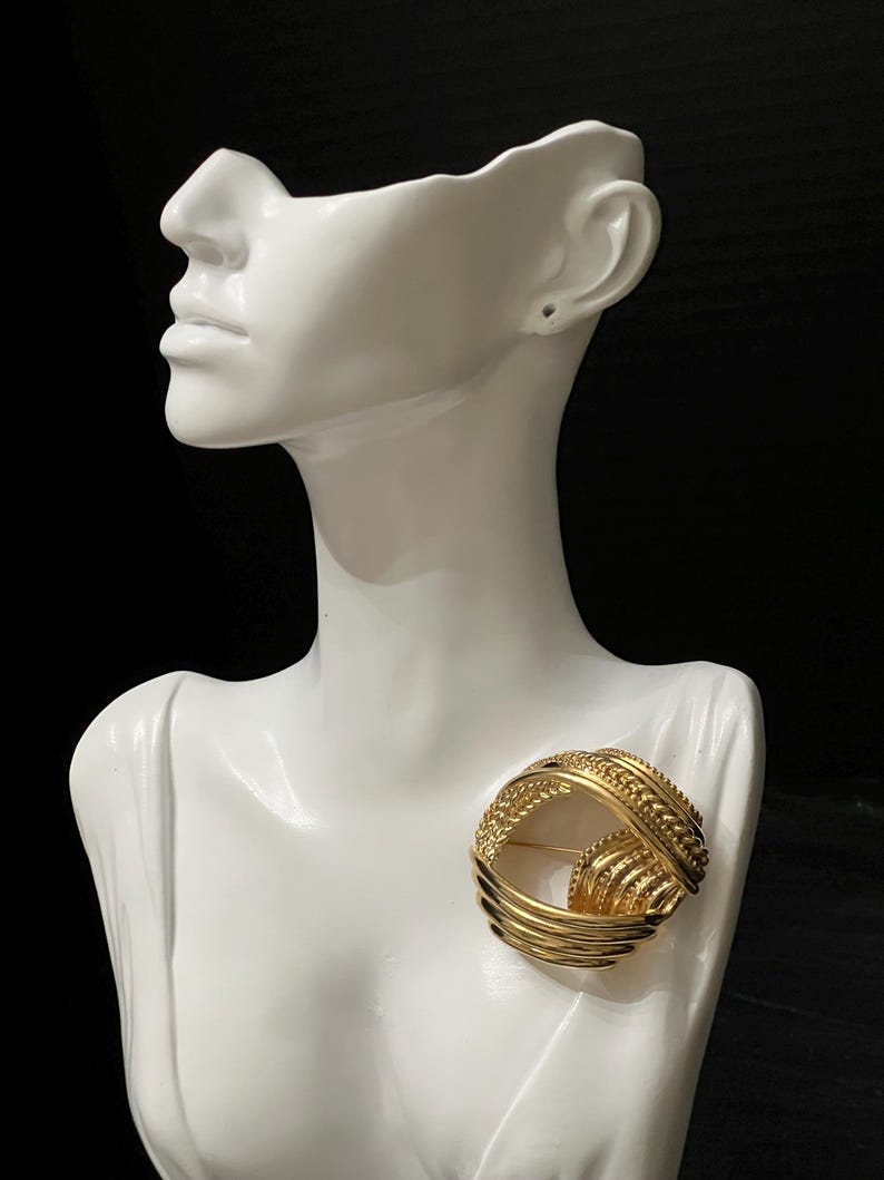 Vintage Monet Gold Plated Modernist Swirl Brooch Statement Pin, 1980s ...