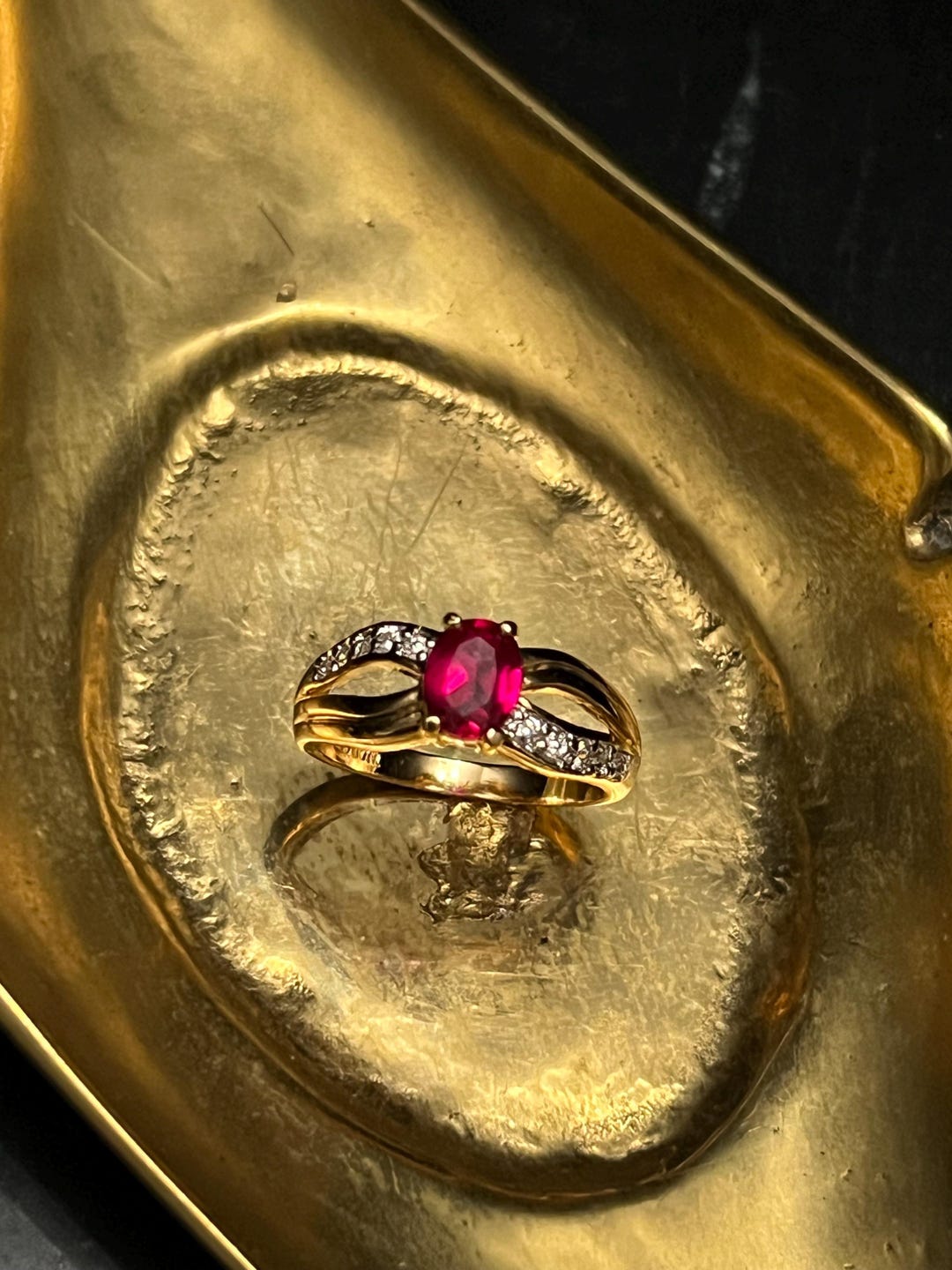 Vintage 14K Gold Plated Simulated Ruby Cocktail Ring, Size 9 - Etsy