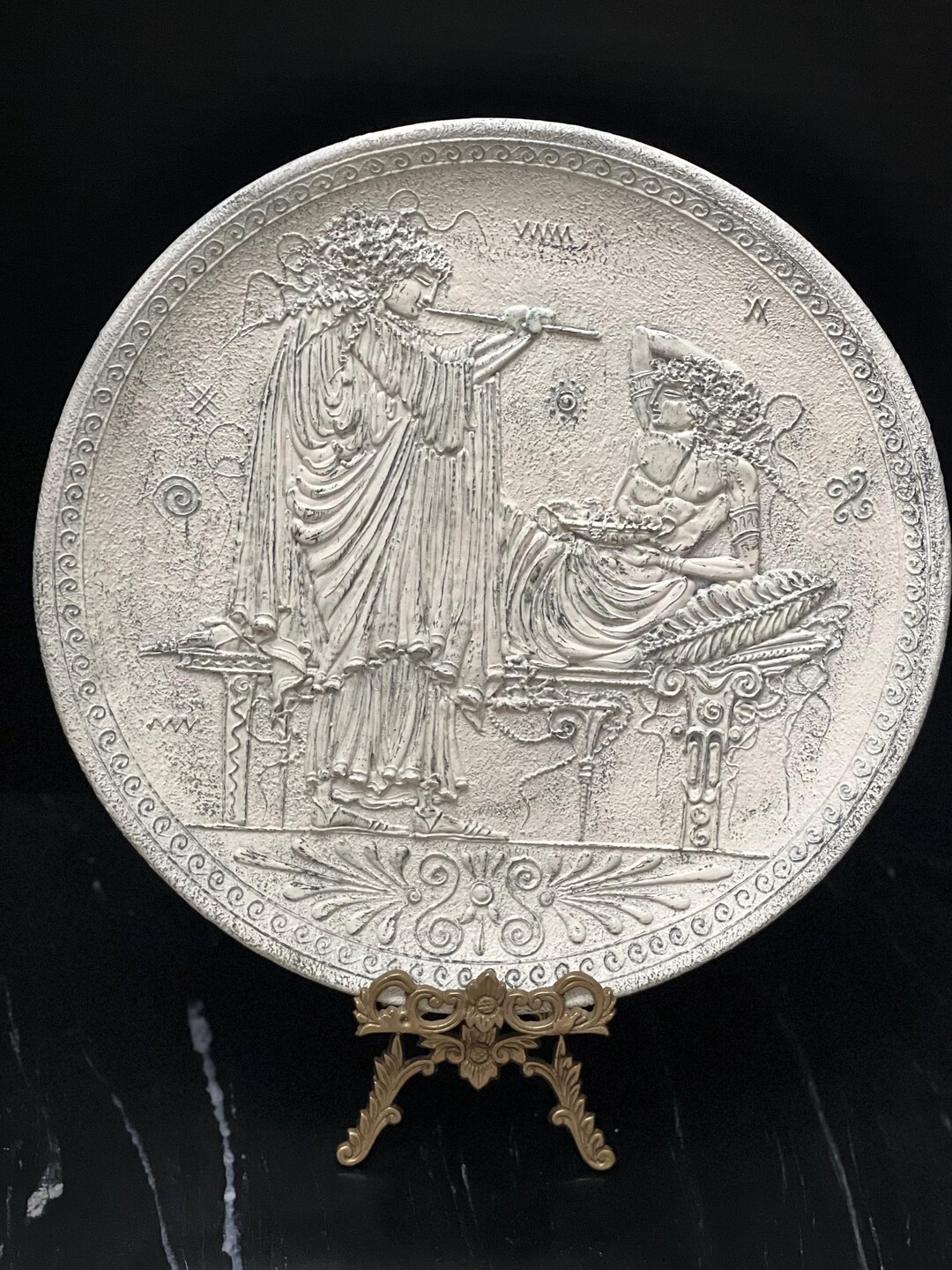 Antique Burmese Bronze Plate, Likely From the 19th Century, Depicting ...