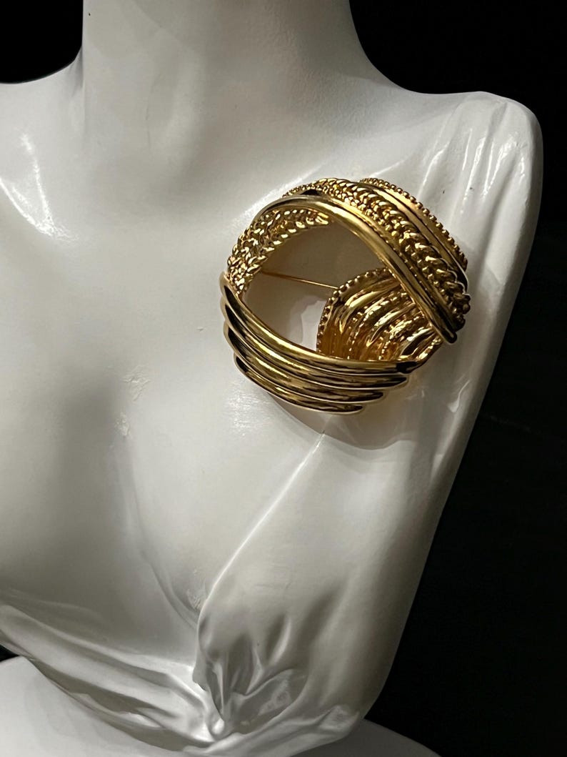 Vintage Monet Gold Plated Modernist Swirl Brooch Statement Pin, 1980s ...