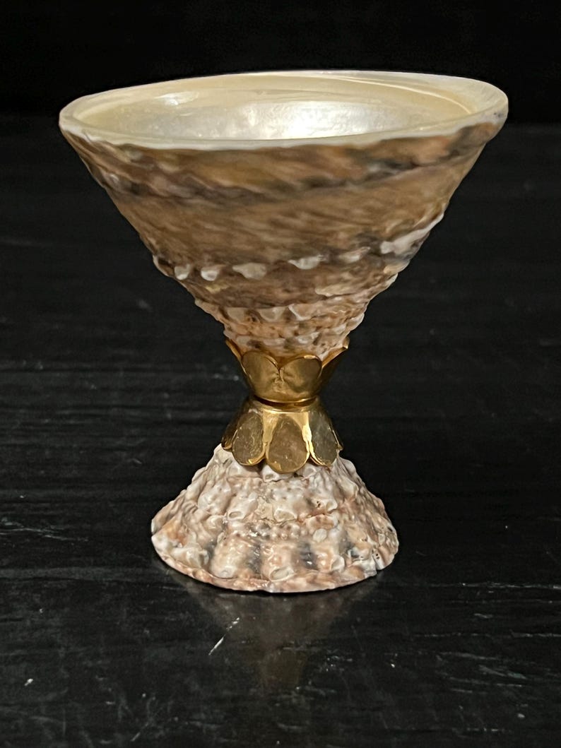 Vintage Shell Chalice | Brass Accent Coastal Decor, 3 Inch - Etsy
