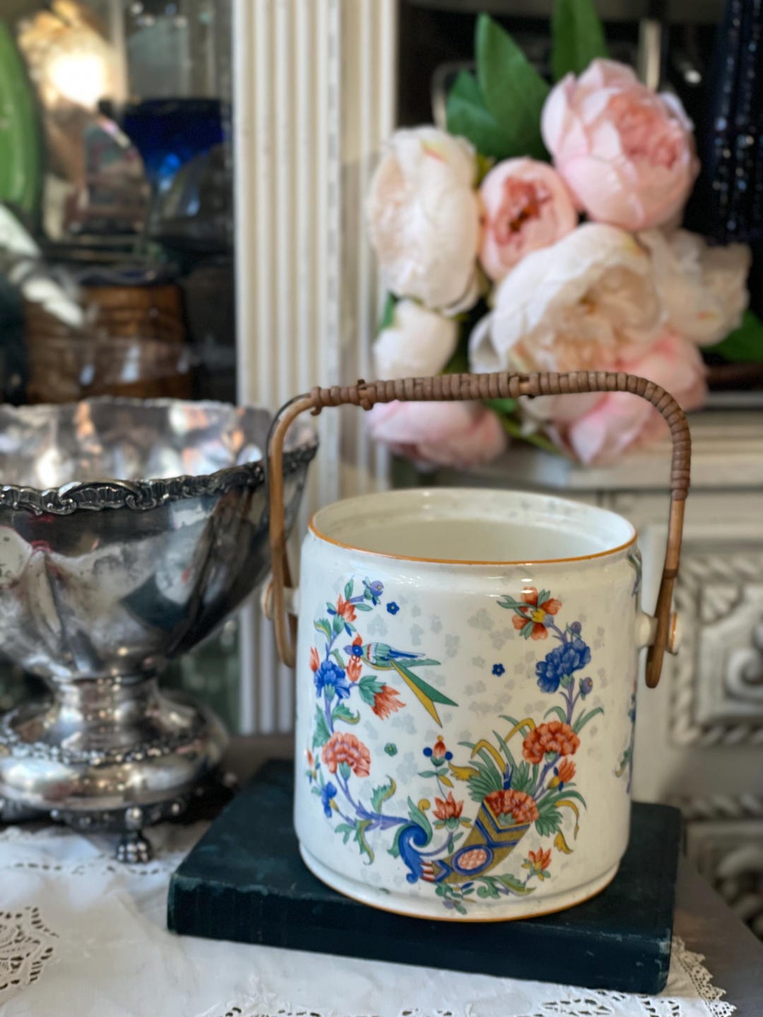 Crown Ducal Ware White Floral Ceramic Pottery Container A.G. Richardson ...