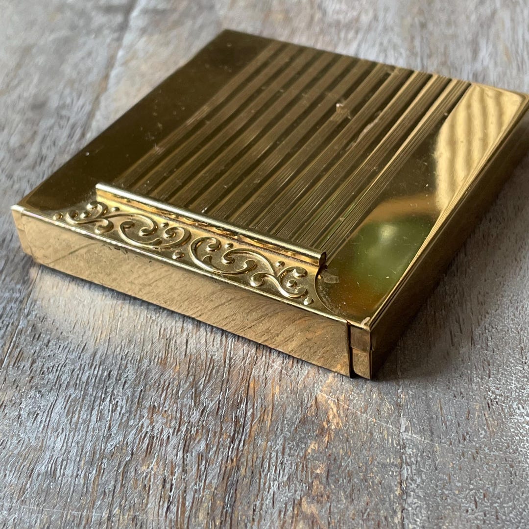 Vintage Square Gold AVON Powder Compact Scrollwork Latch Closure Make ...