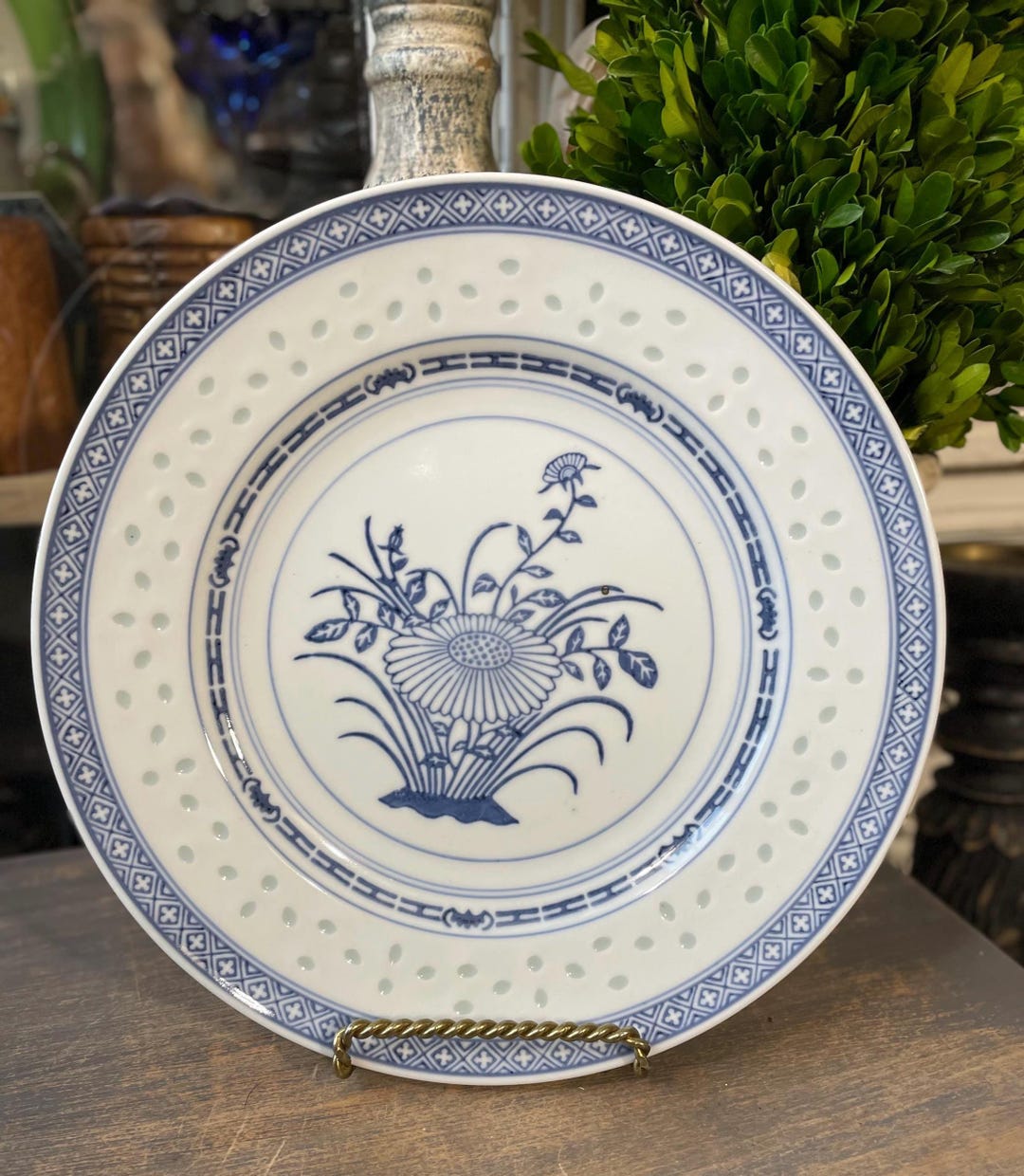 Vintage Blue & White Floral Chinoiserie Dinner Plate Asian Decor - Etsy