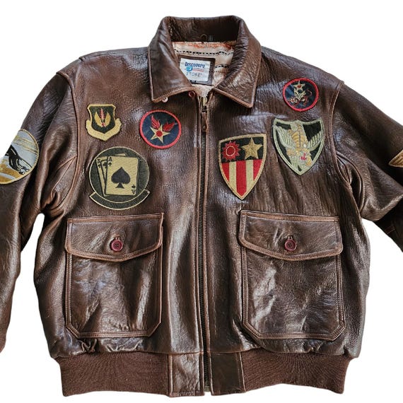Rare Vintage Authentic Bomber Flight Jacket Leather P… - Gem
