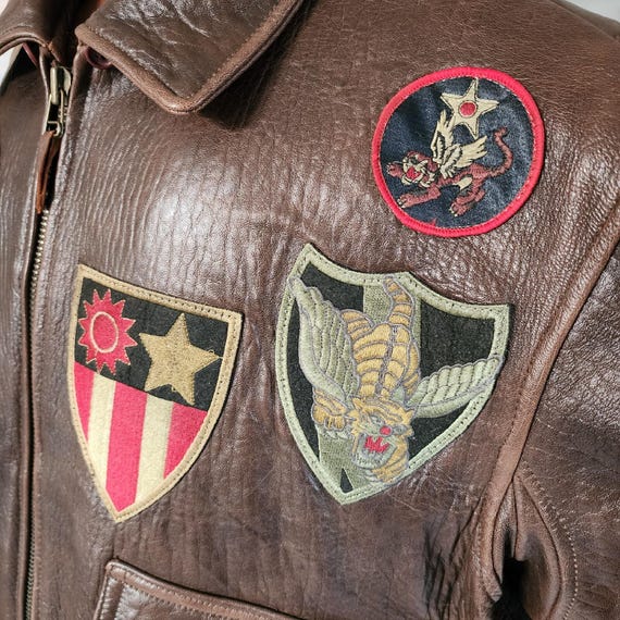 Rare Vintage Authentic Bomber Flight Jacket Leather P… - Gem