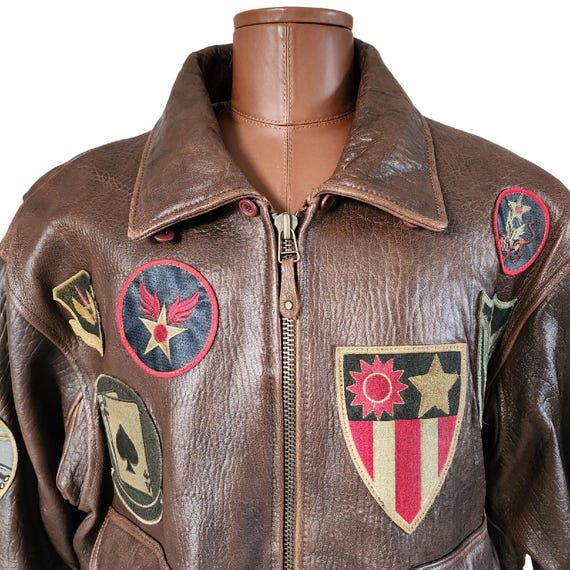 Rare Vintage Authentic Bomber Flight Jacket Leather P… - Gem