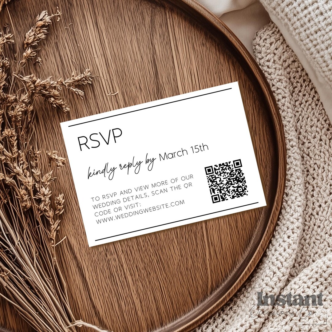 Nothing Fancy Wedding RSVP Card Template, Editable QR Code Response ...