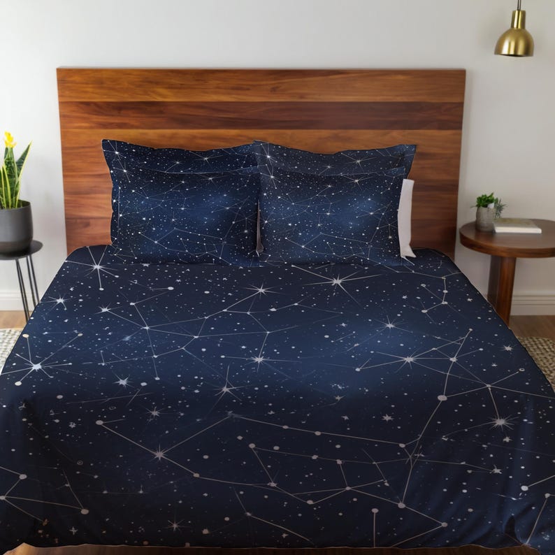 Celestial Constellation Duvet Cover Set With Matching Pillow Sham ...