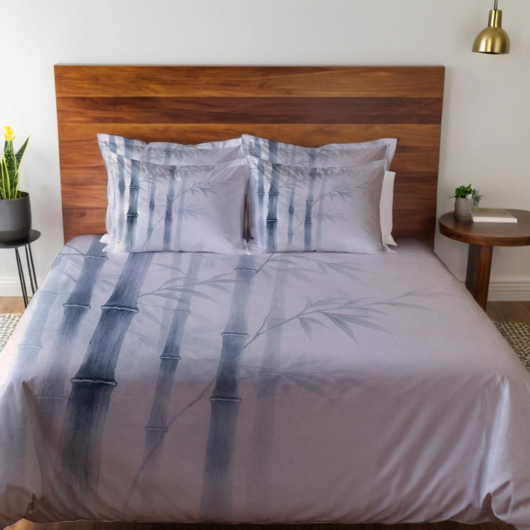 Japanese Bamboo Bedding Set – Zen Duvet Cover, Comforter & Pillow Shams ...