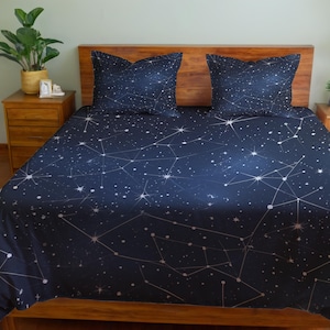 Celestial Constellation Duvet Cover Set With Matching Pillow Sham ...