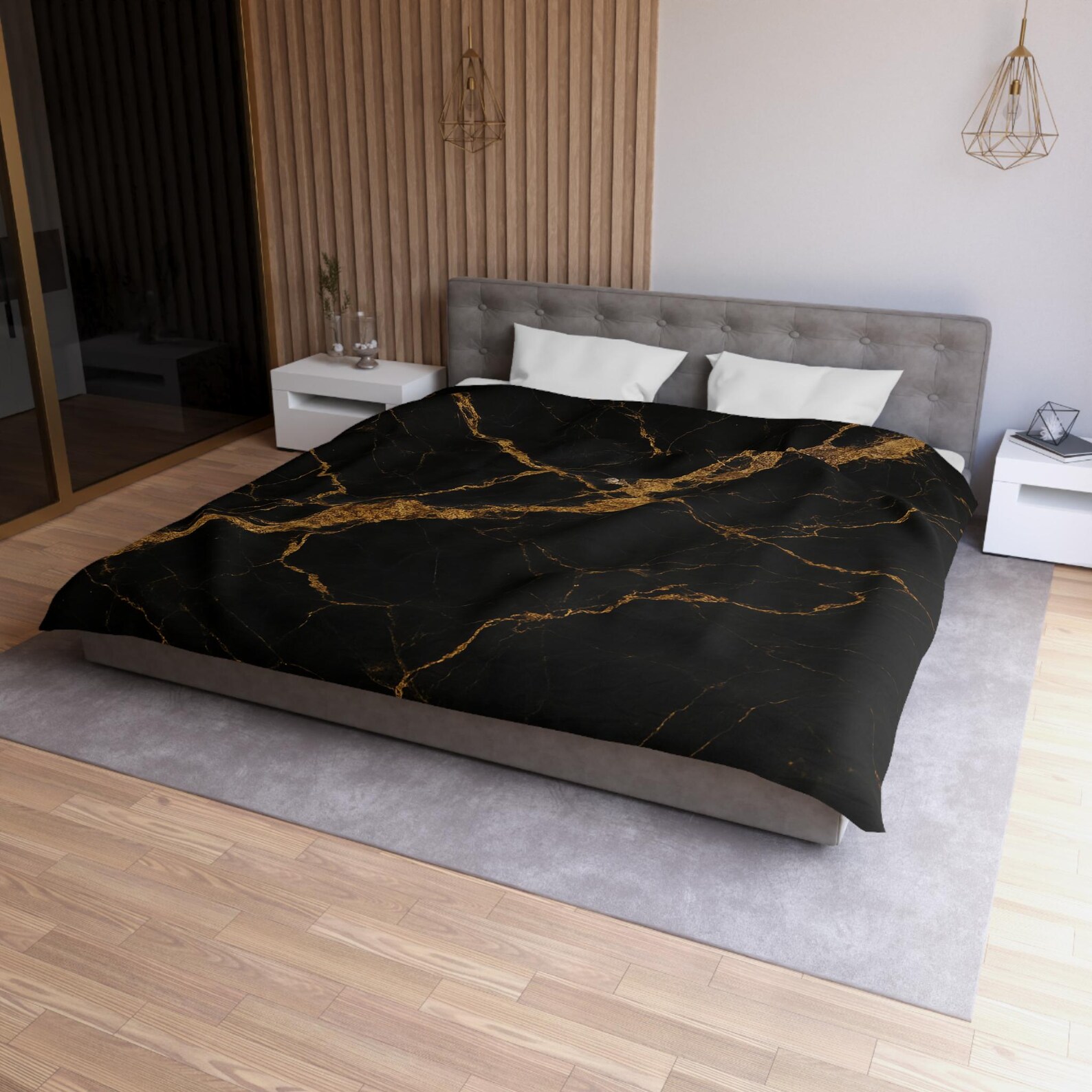 Luxurious Marble Comforter, Elegant Bedding for Home Décor, Boho ...