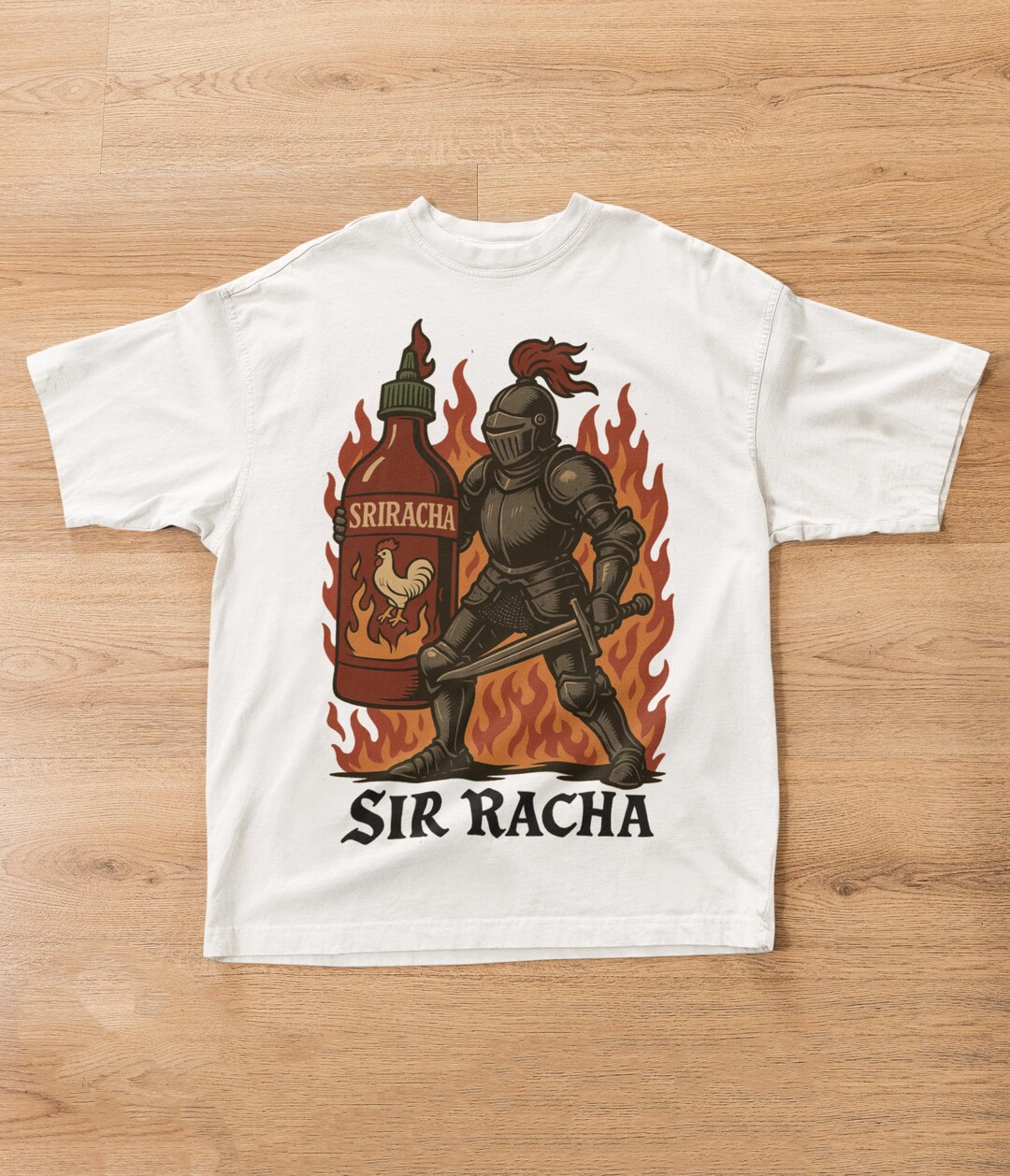 Sir Racha Funny Knight Meme TEE, Vintage Sriracha Top,genz Gag Gift ...