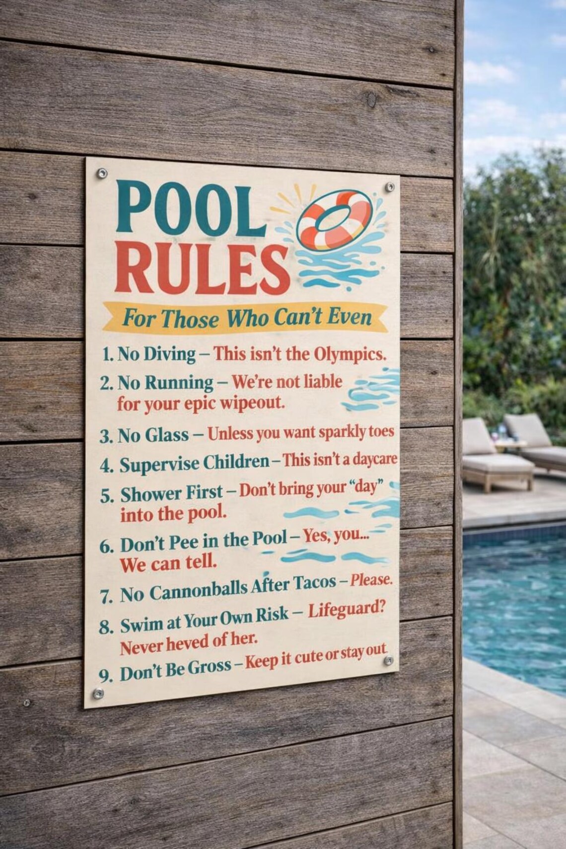 Funny Retro Pool Rules Sign, Backyard Decor (digital Download) - Etsy ...