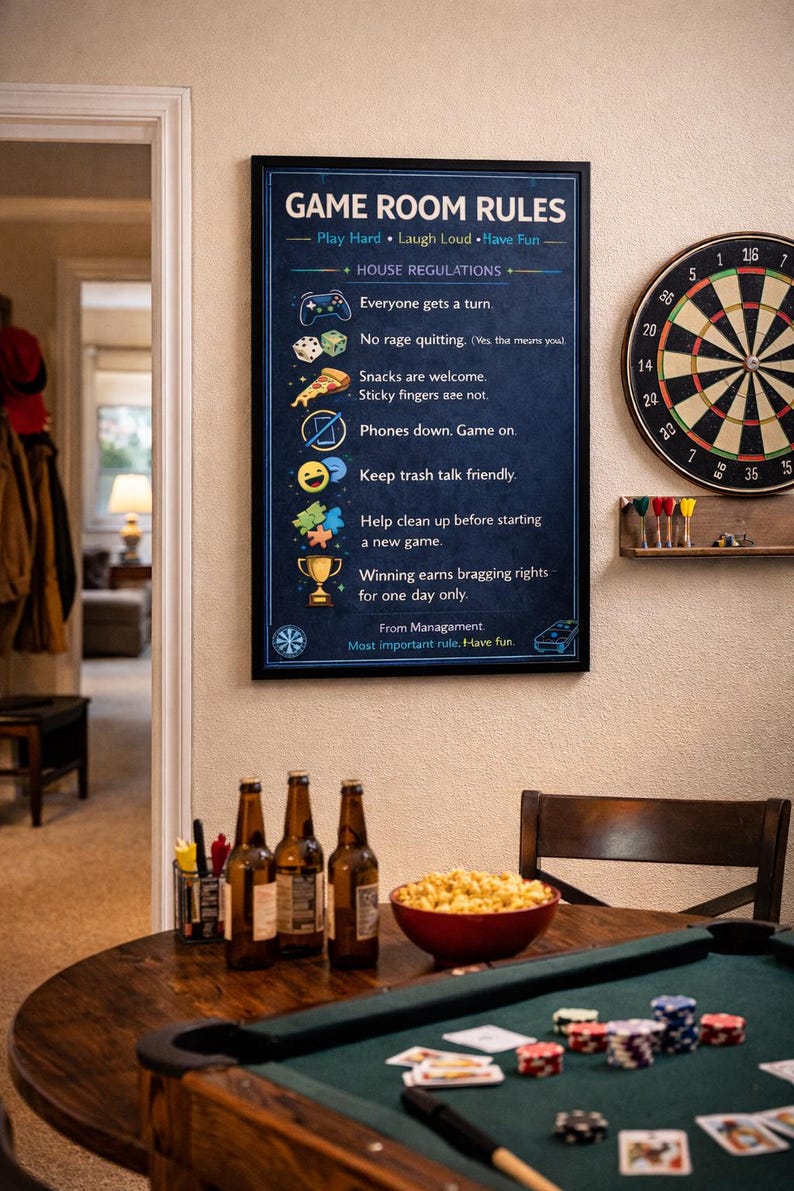 Funny Game Room Rules Art Print – Playroom Decor (digital Download ) - Etsy