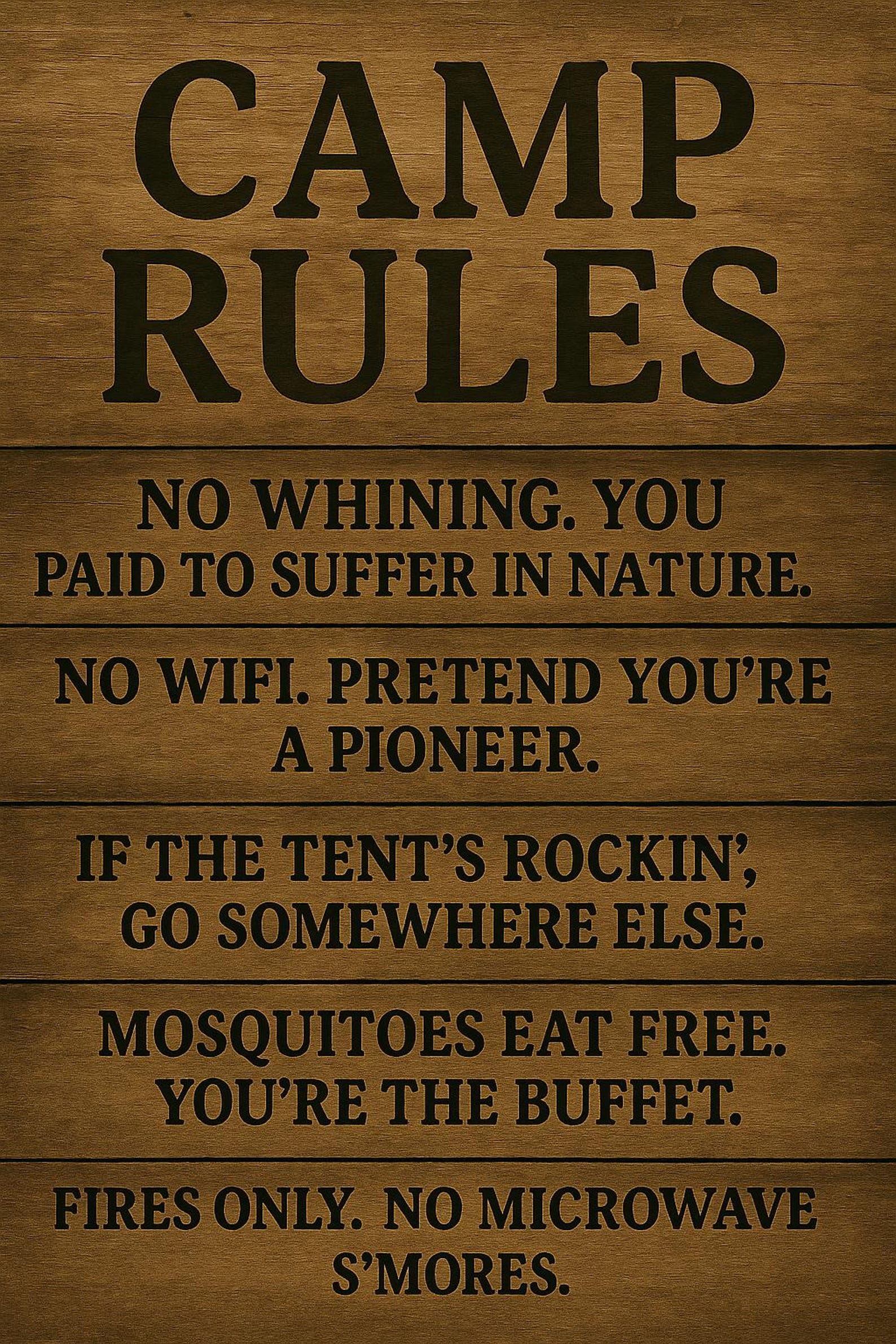 Funny Camp Rules Sign Printable | Rustic Cabin Wall Art | Instant Download - Etsy