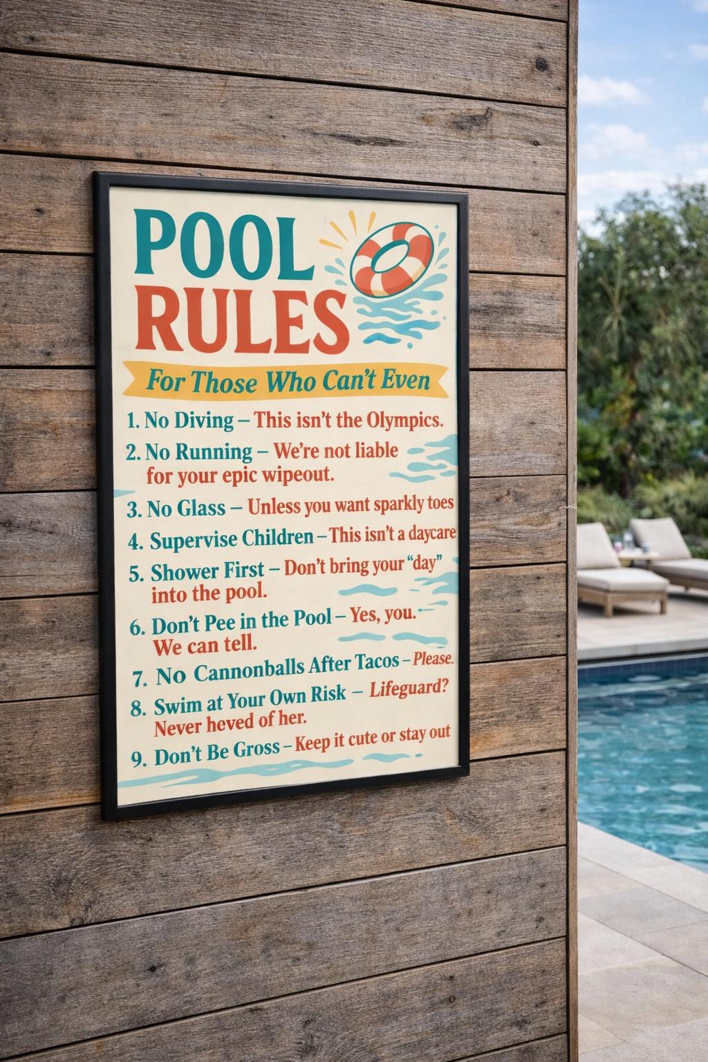 Funny Retro Pool Rules Sign, Backyard Decor (digital Download) - Etsy ...