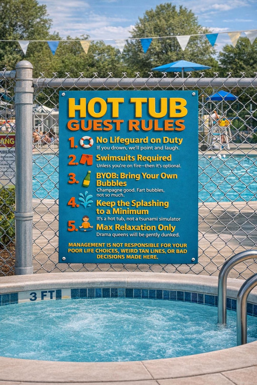 Funny Hot Tub Rules Printable Sign | Hilarious Spa Backyard Decor ...