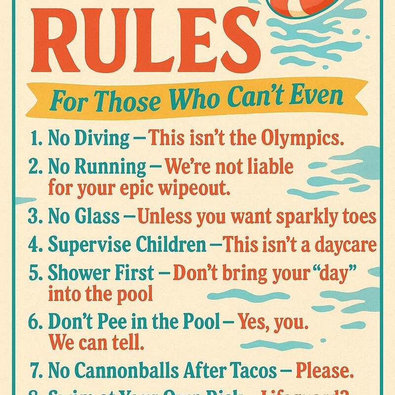 Pool Rules Sign - Etsy