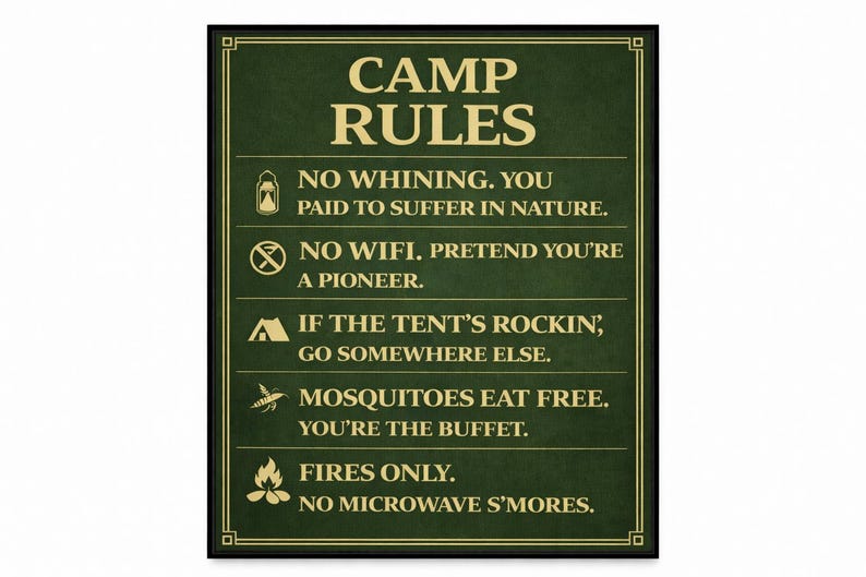 Funny Camp Rules Sign – Rustic Lodge Wall Art (digital Download) - Etsy