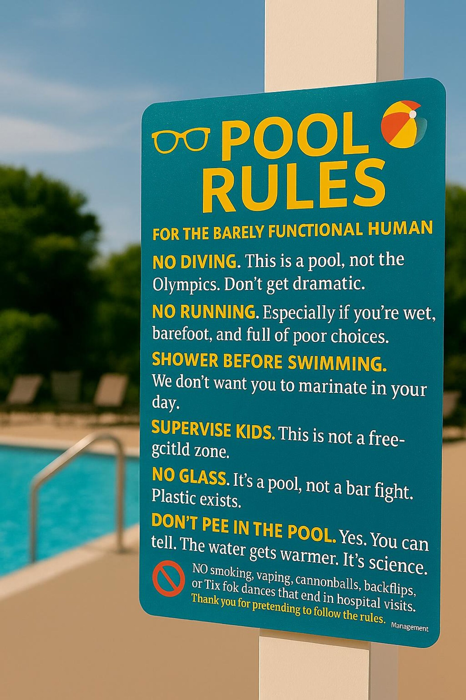 Funny Pool Rules Sign | Hilarious Outdoor Pool Decor | No Peeing in the ...