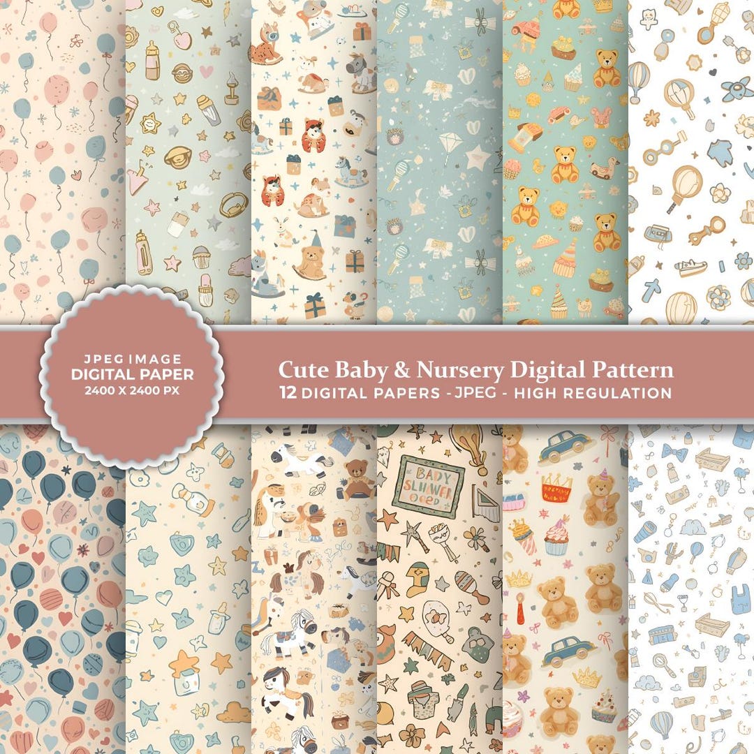 Pastel Kids Digital Paper, Baby Nursery Decor (JPEG) - Etsy