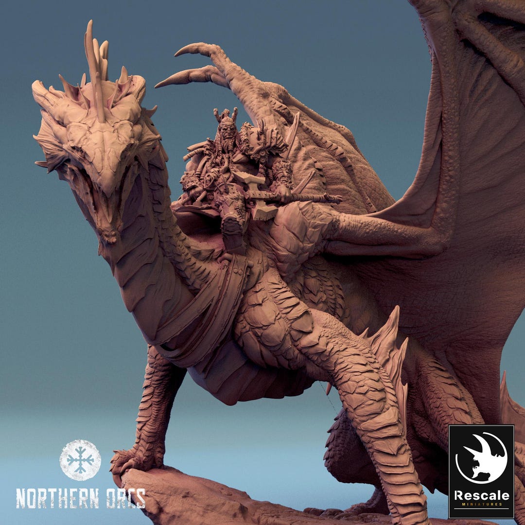 Ork Dragon Rider Dnd Mini Dungeons and Dragons Miniature Wargame Proxy ...