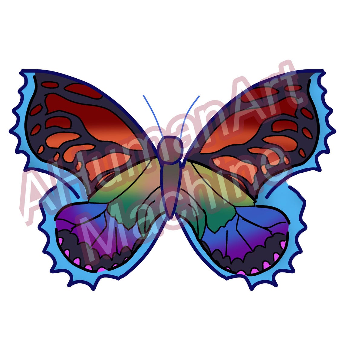 Rainbow Butterfly Clip Art: Hand-drawn Illustration (digital Print) - Etsy