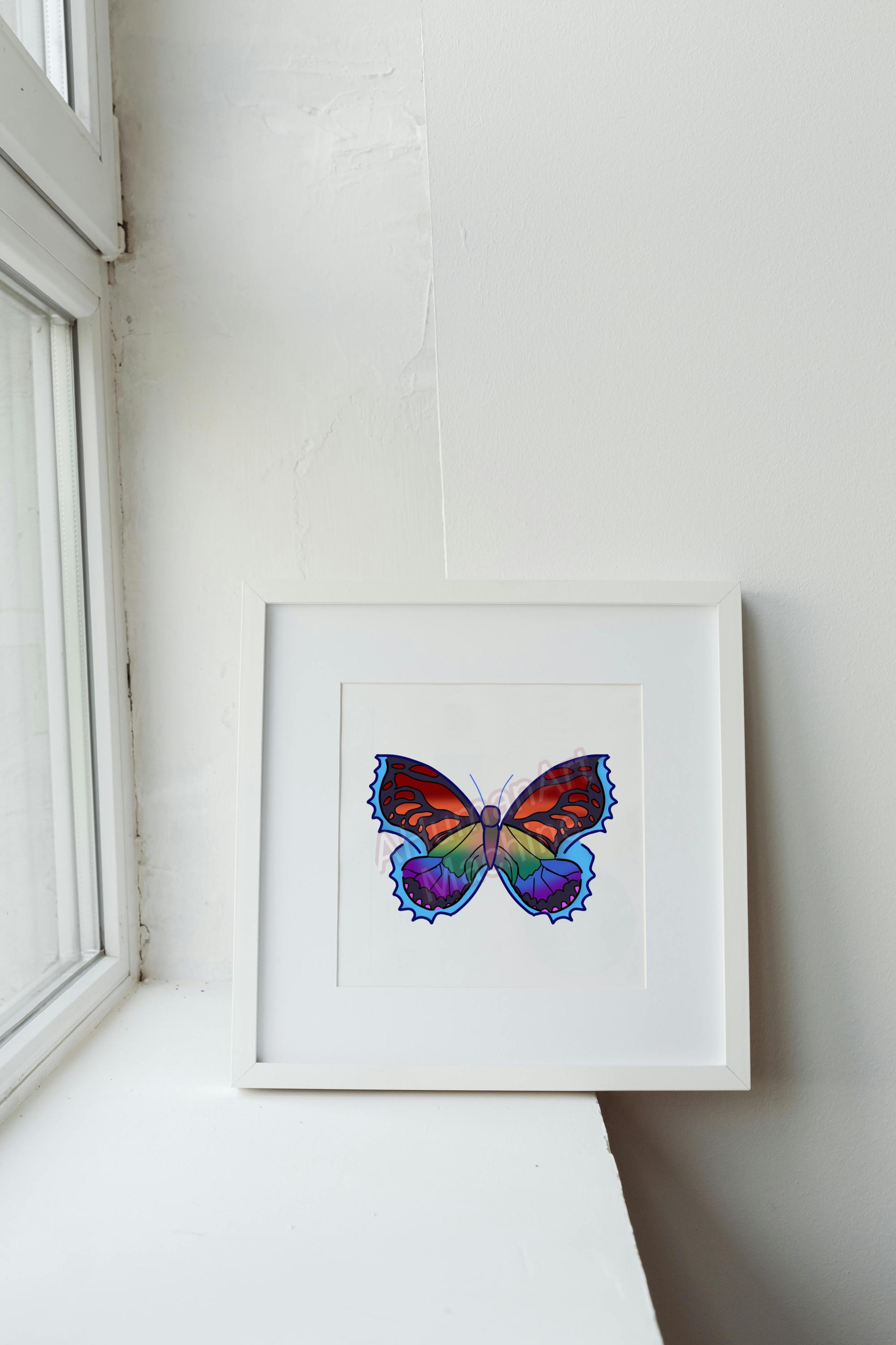 Rainbow Butterfly Clip Art: Hand-drawn Illustration (digital Print) - Etsy
