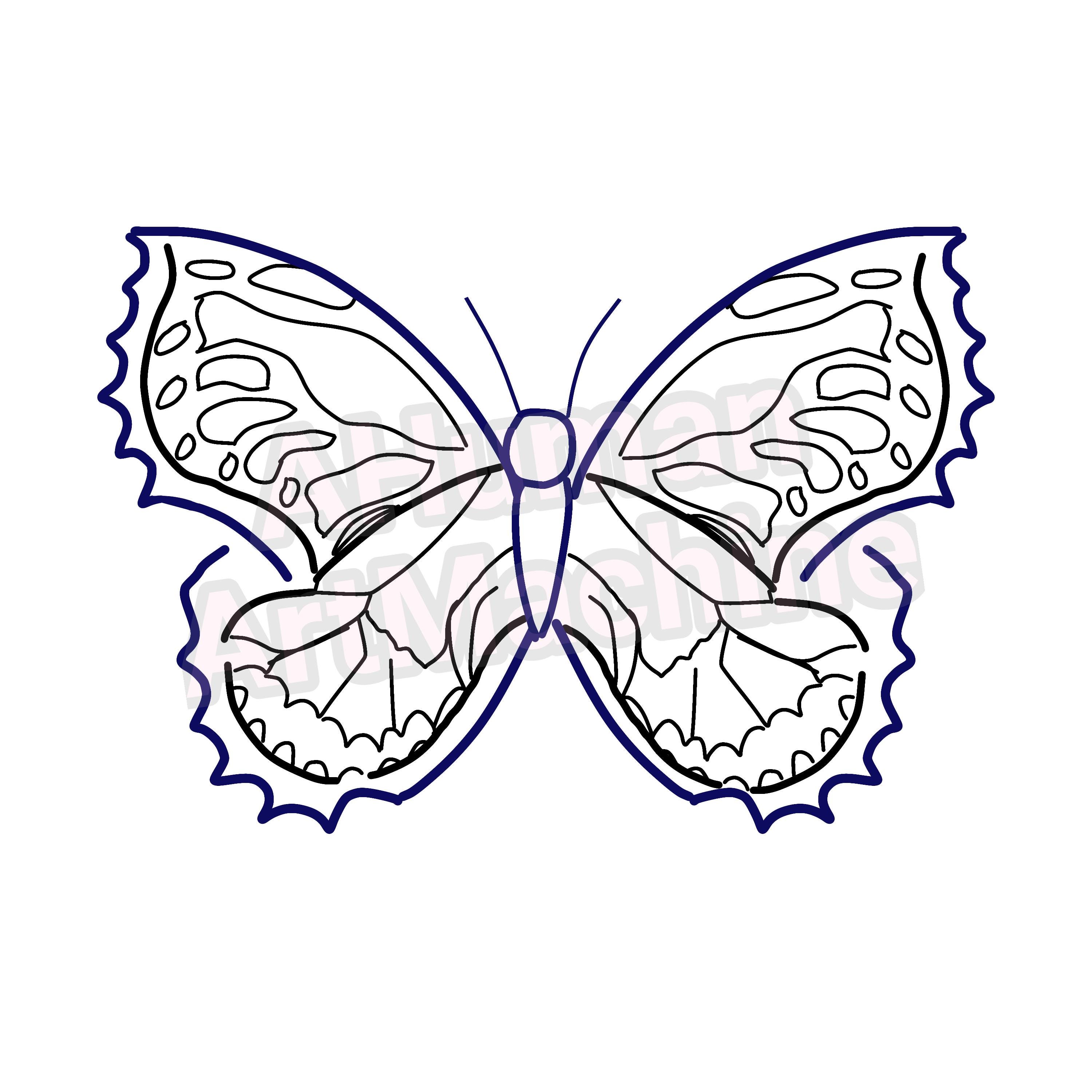 Butterfly Line Art Prints: Uncolored Insect Drawings (digital Download ...