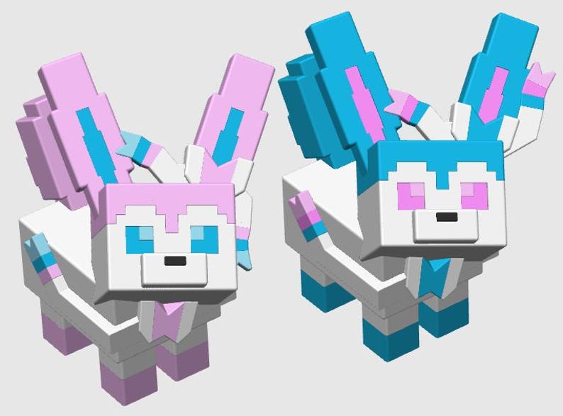 Eeveelutions Block Style | Pixel Eevee Standing Desk Toy - Etsy