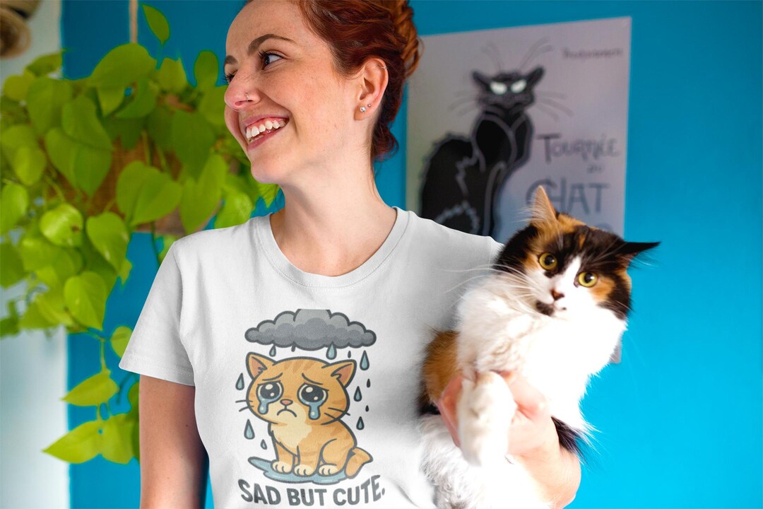 Sad Cat Meme T-shirt – Guangdang Style Animal Suit Tee – Cute Crying ...