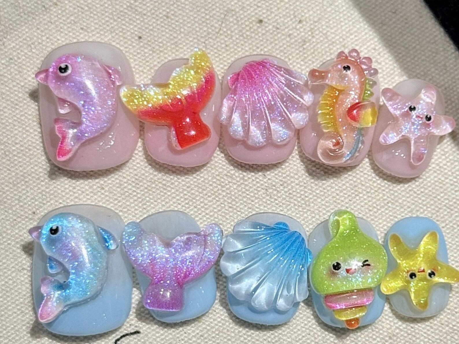 Under the Sea Kids Press-on Nails | 3D Ocean Animal Nail Set With ...