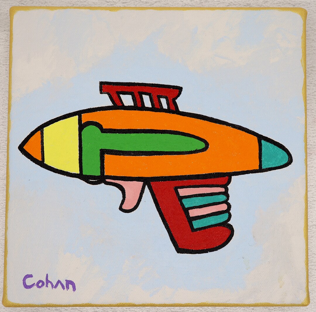 Original Pop Art Painting 'ray Gun Two' by Cohan Acrylic on Canvas 8" X ...