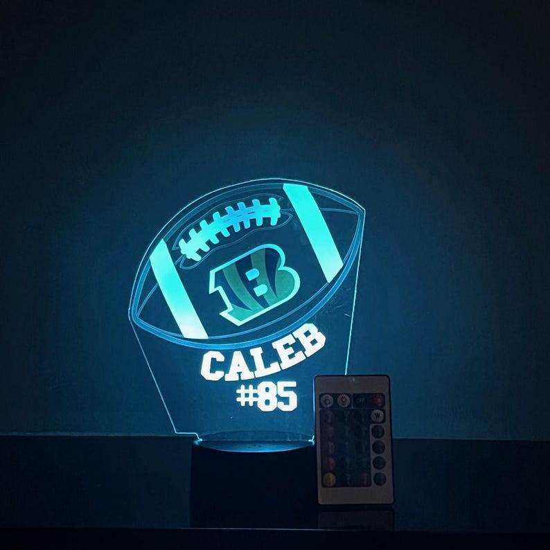 LED Sports Football Team Player Fan Night Light Table Lamp, Featuring ...