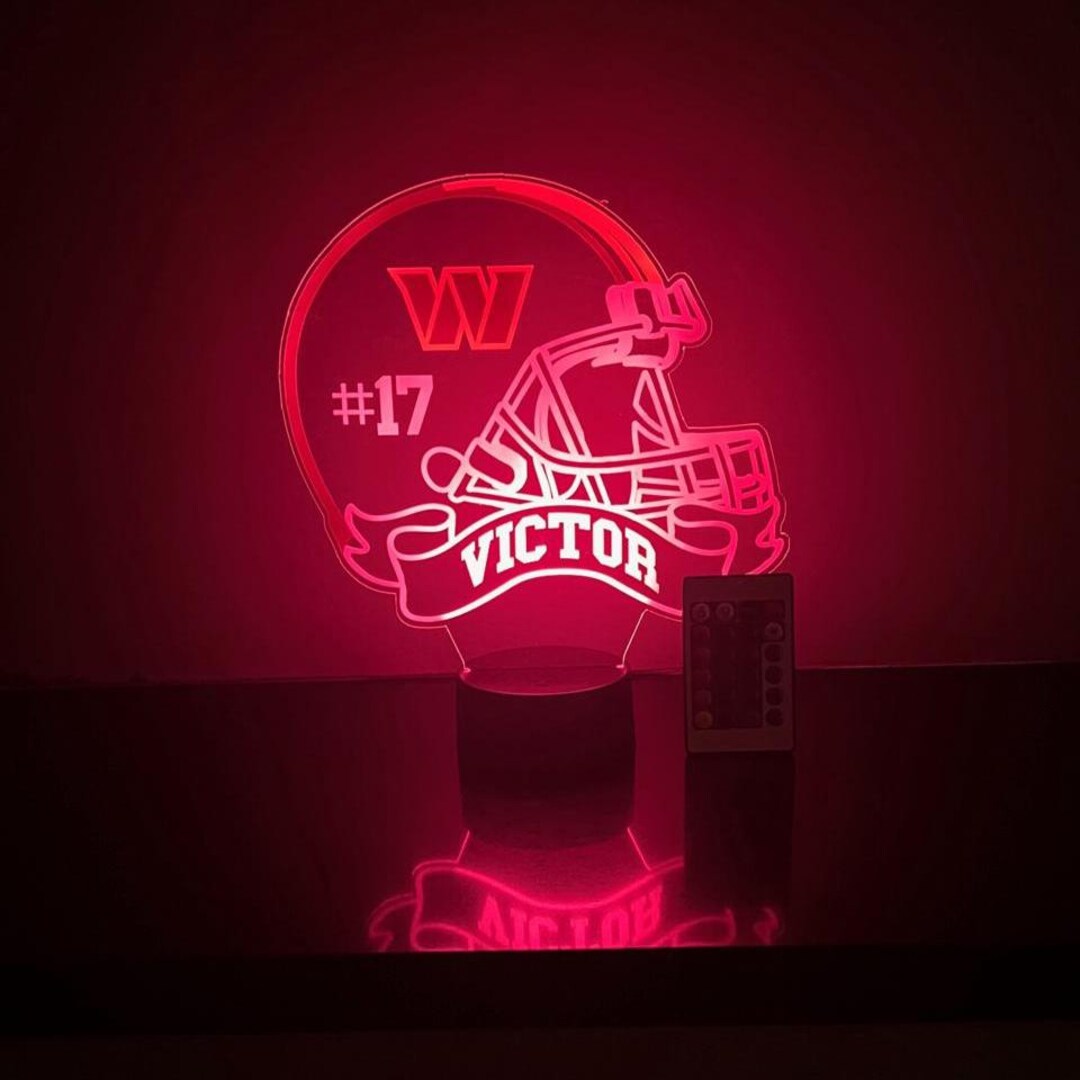 LED Sports Football Helmet Team Player Fan Night Light Table Lamp, 16 ...