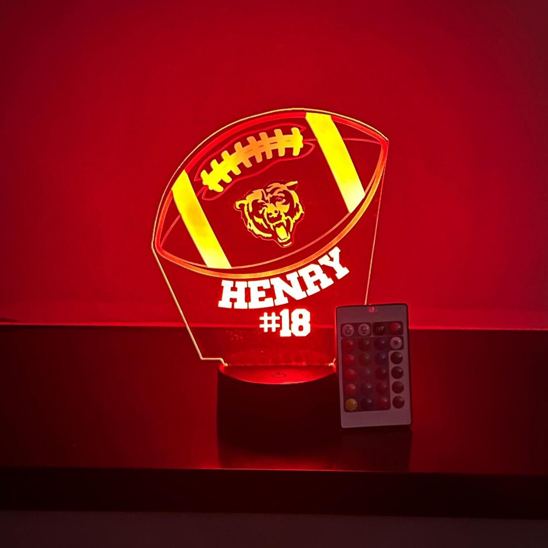 LED Sports Football Team Player Fan Night Light Table Lamp, Featuring ...