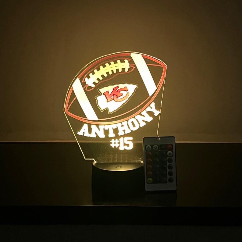 LED Sports Football Team Player Fan Night Light Table Lamp, Featuring ...