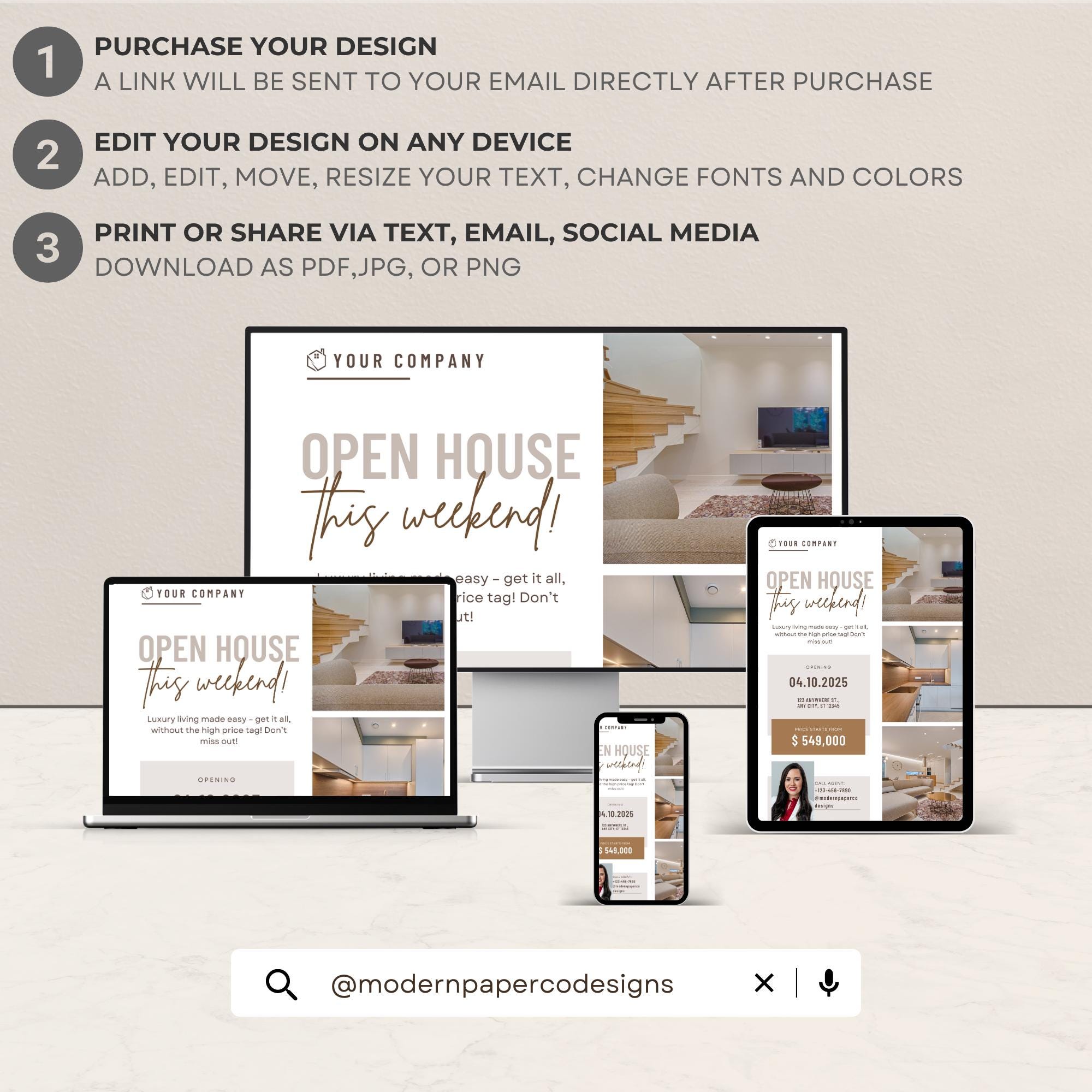 Open House Template - Real Estate - Instant and Digital Download ...