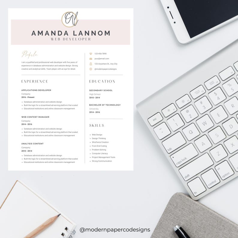 Resume Template - Digital Download - Customizable - Etsy