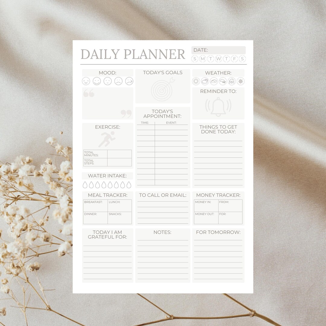 Daily Planner - Spiral Notebook Template - Instant and Digital Download ...