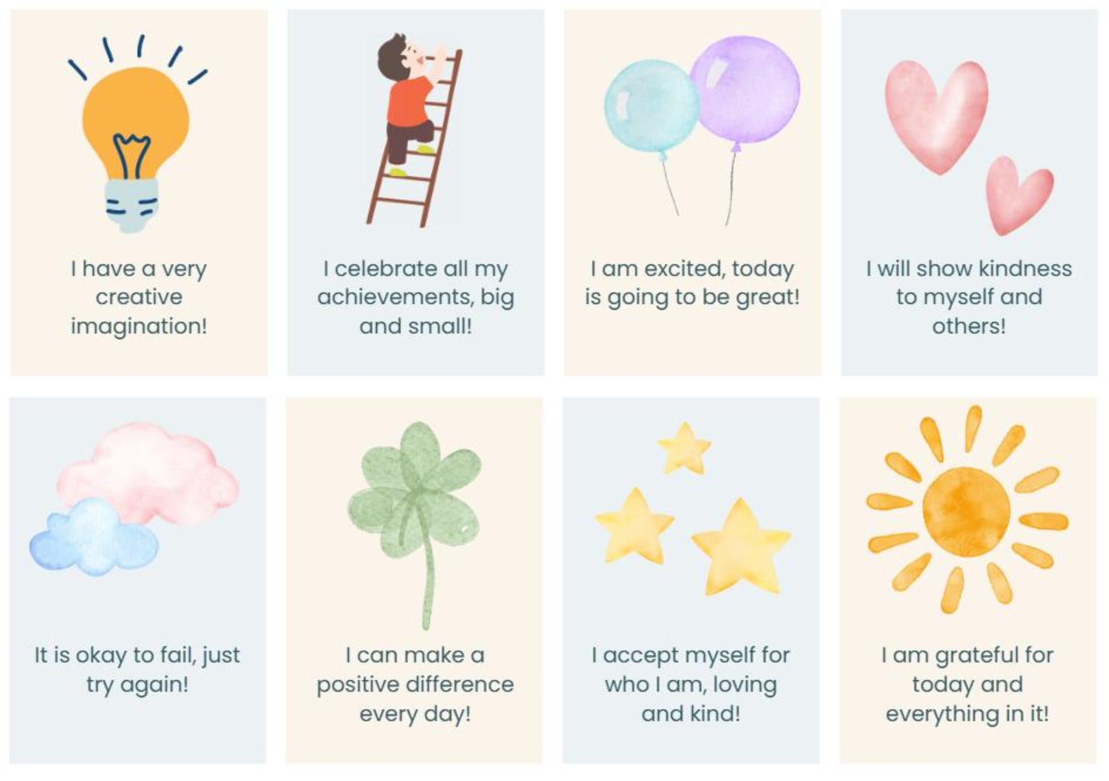 CHILDRENS AFFIRMATION CARDS Kids Printable - Etsy
