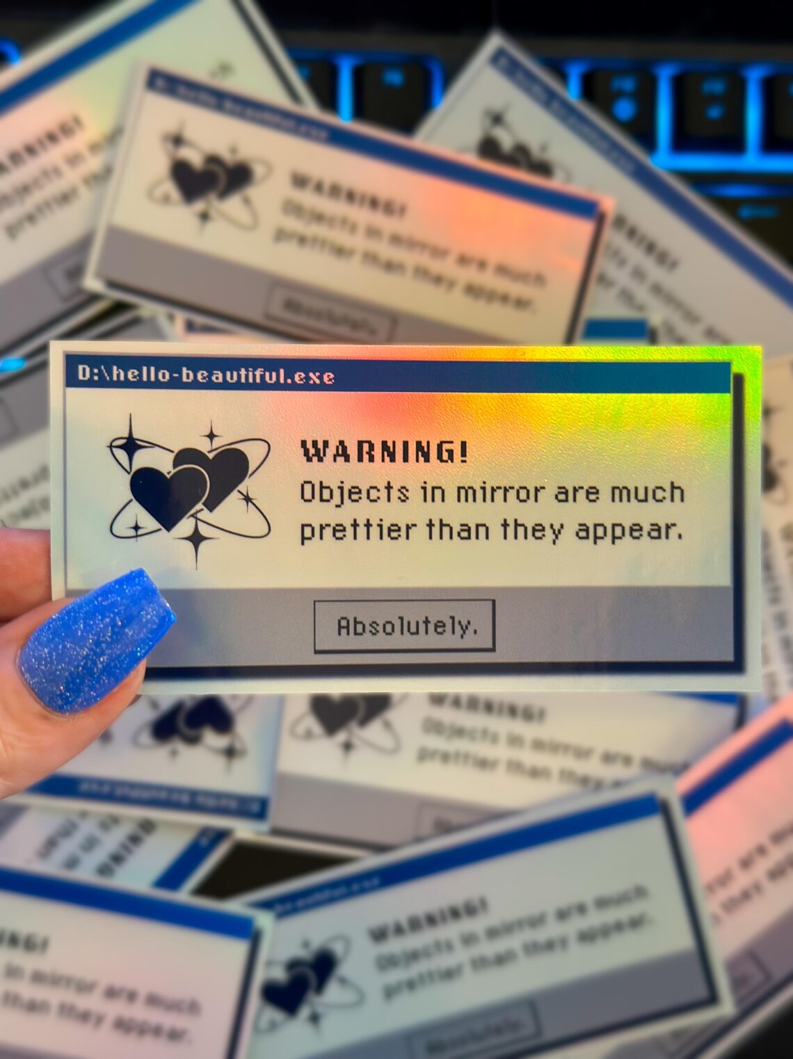 90s Retro Computer Error Holographic Sticker | Self-love Decal ...